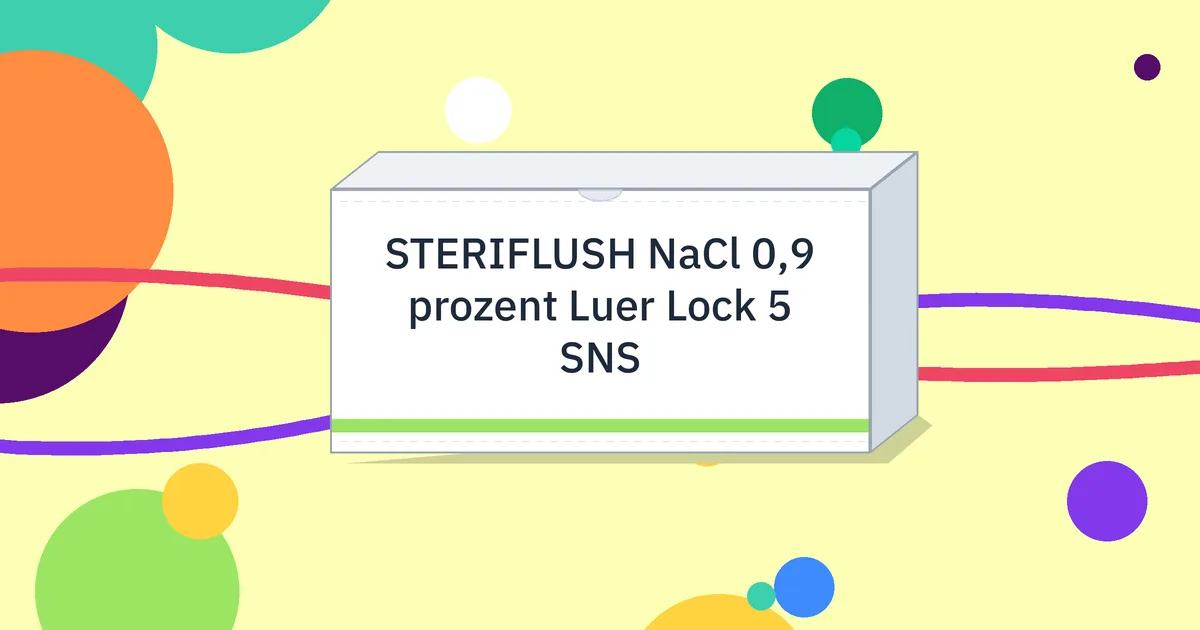 Symbolbild: Packung mit der Aufschrift STERIFLUSH NaCl 0,9 prozent Luer Lock 5 SNS (PZN 20616884) – Verfügbarkeit und Bezug in Apotheken in Frankfurt am Main