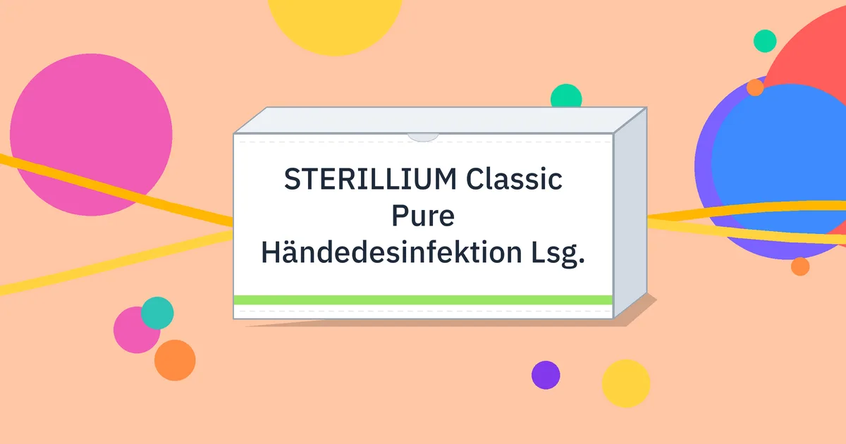 Symbolbild: Packung mit der Aufschrift STERILLIUM Classic Pure Händedesinfektion Lsg. (PZN 04817465) – Verfügbarkeit und Bezug in Apotheken in Frankfurt am Main