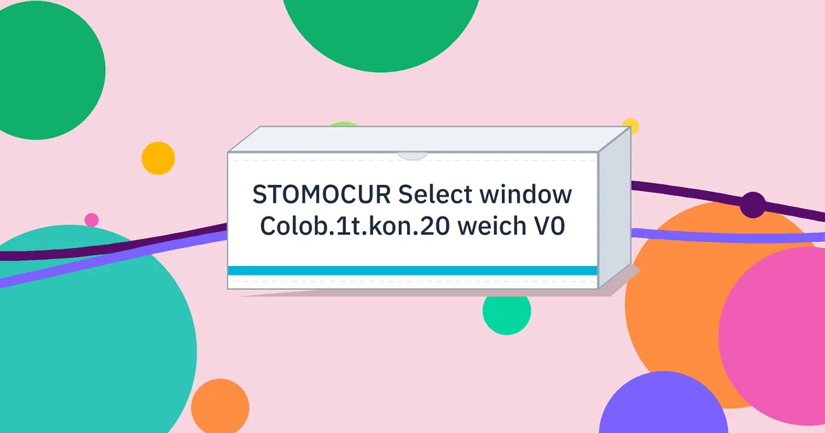 Symbolbild: Packung mit der Aufschrift STOMOCUR Select window Colob.1t.kon.20 weich V0 (PZN 13862128) – Verfügbarkeit und Bezug in Apotheken in Frankfurt am Main