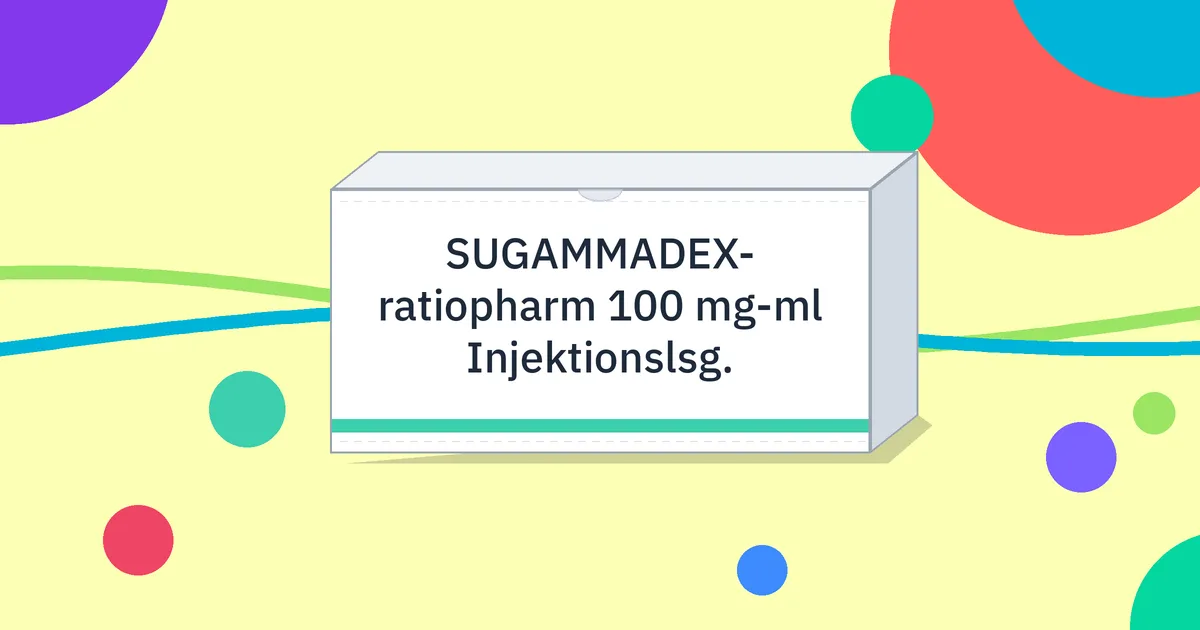 Symbolbild: Packung mit der Aufschrift SUGAMMADEX-ratiopharm 100 mg-ml Injektionslsg. (PZN 18365618) – Verfügbarkeit und Bezug in Apotheken in Frankfurt am Main