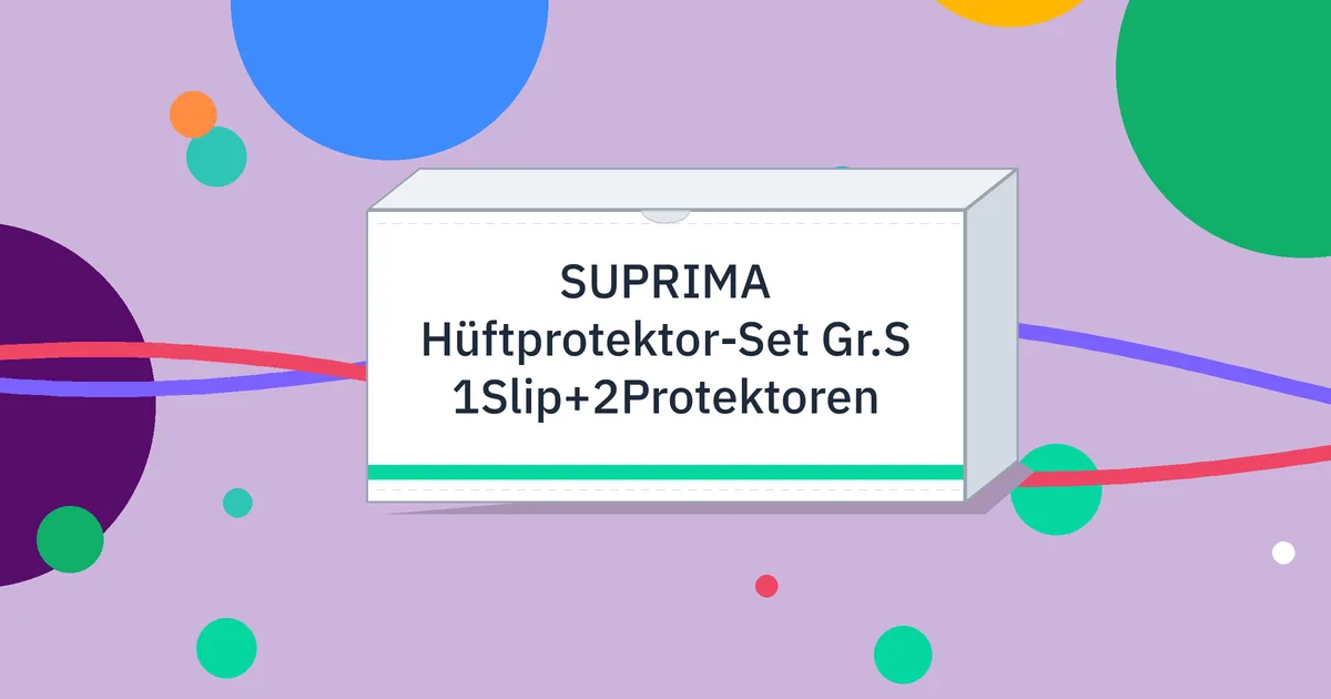 Symbolbild: Packung mit der Aufschrift SUPRIMA Hüftprotektor-Set Gr.S 1Slip+2Protektoren (PZN 09784457) – Verfügbarkeit und Bezug in Apotheken in Frankfurt am Main