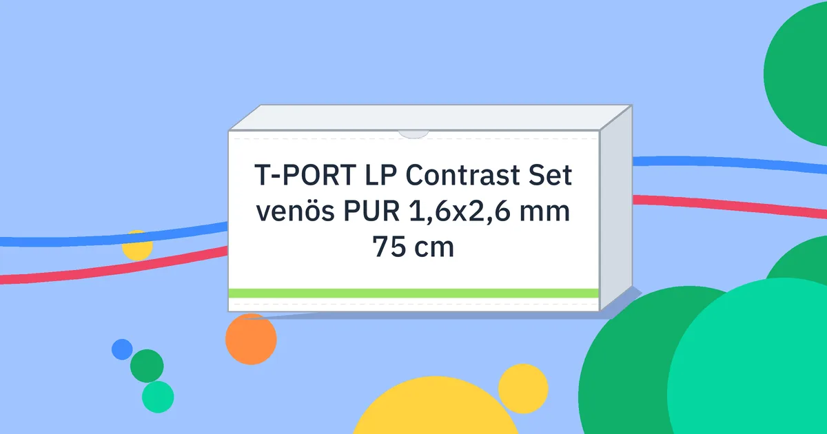 Symbolbild: Packung mit der Aufschrift T-PORT LP Contrast Set venös PUR 1,6x2,6 mm 75 cm (PZN 07591300) – Verfügbarkeit und Bezug in Apotheken in Frankfurt am Main