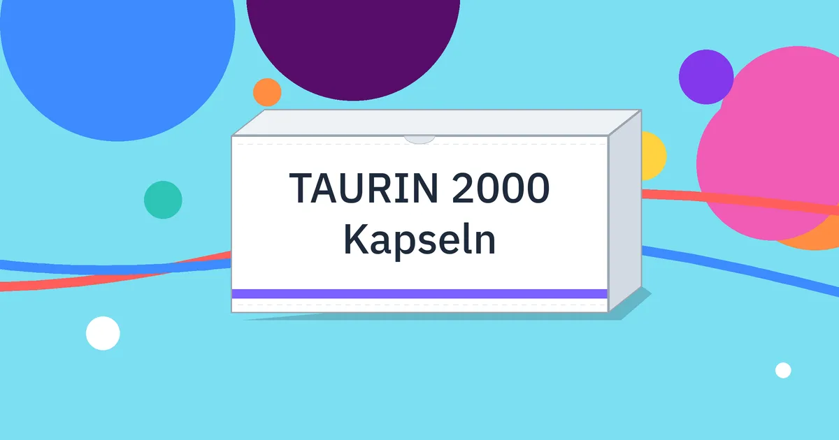 Symbolbild: Packung mit der Aufschrift TAURIN 2000 Kapseln (PZN 18019023) – Verfügbarkeit und Bezug in Apotheken in Frankfurt am Main