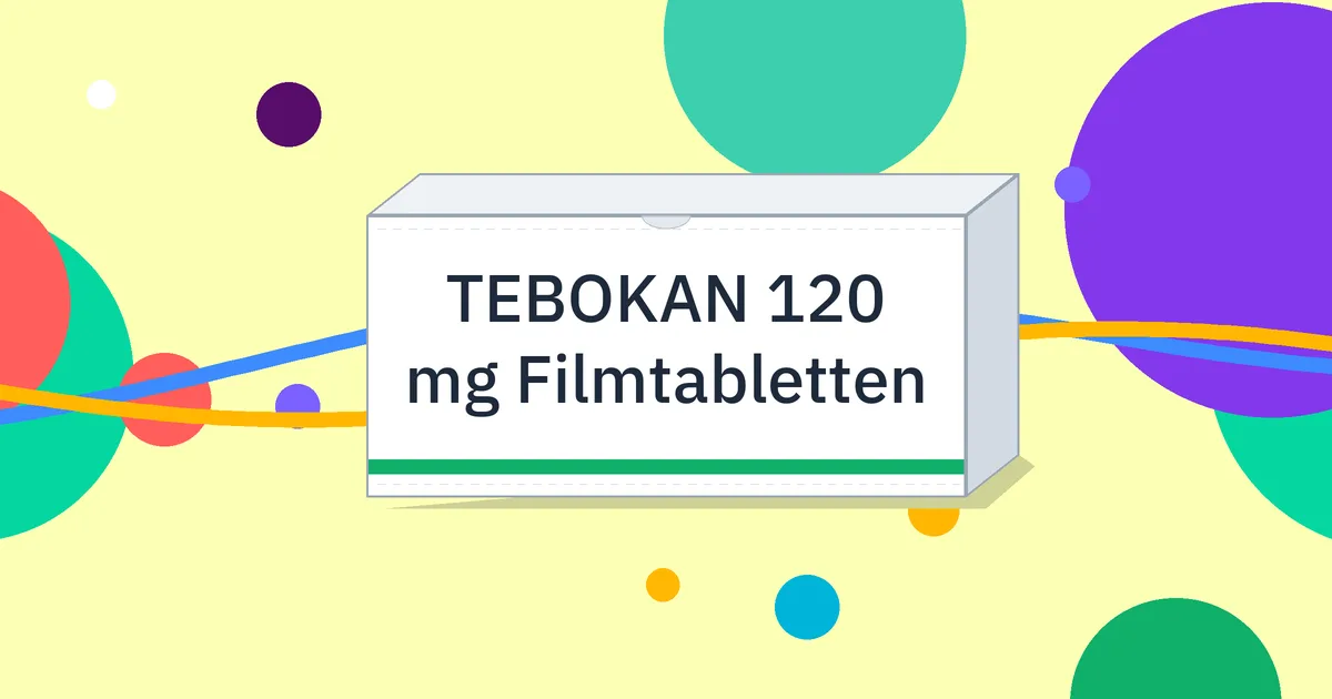 Symbolbild: Packung mit der Aufschrift TEBOKAN 120 mg Filmtabletten (PZN 13753178) – Verfügbarkeit und Bezug in Apotheken in Frankfurt am Main