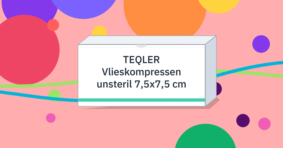 Symbolbild: Packung mit der Aufschrift TEQLER Vlieskompressen unsteril 7,5x7,5 cm (PZN 19066071) – Verfügbarkeit und Bezug in Apotheken in Frankfurt am Main