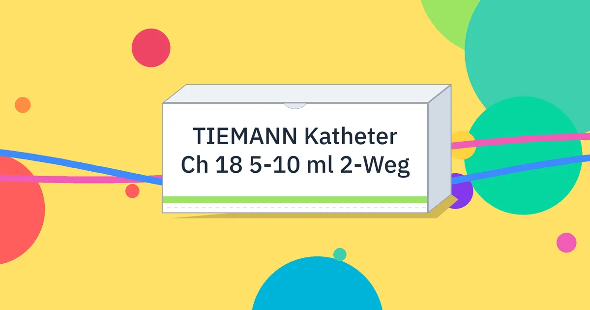 Symbolbild: Packung mit der Aufschrift TIEMANN Katheter Ch 18 5-10 ml 2-Weg (PZN 04366399) – Verfügbarkeit und Bezug in Apotheken in Frankfurt am Main