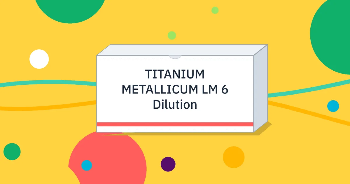 Symbolbild: Packung mit der Aufschrift TITANIUM METALLICUM LM 6 Dilution (PZN 13224267) – Verfügbarkeit und Bezug in Apotheken in Frankfurt am Main