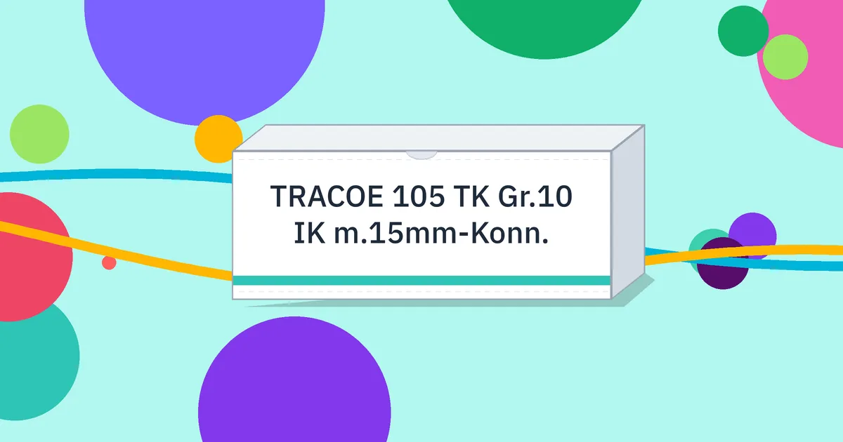 Symbolbild: Packung mit der Aufschrift TRACOE 105 TK Gr.10 IK m.15mm-Konn. (PZN 02720603) – Verfügbarkeit und Bezug in Apotheken in Frankfurt am Main