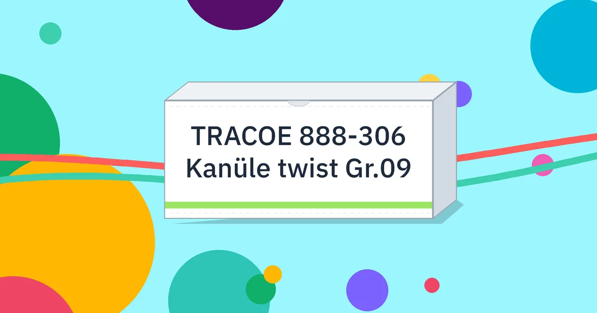 Symbolbild: Packung mit der Aufschrift TRACOE 888-306 Kanüle twist Gr.09 (PZN 09944122) – Verfügbarkeit und Bezug in Apotheken in Frankfurt am Main
