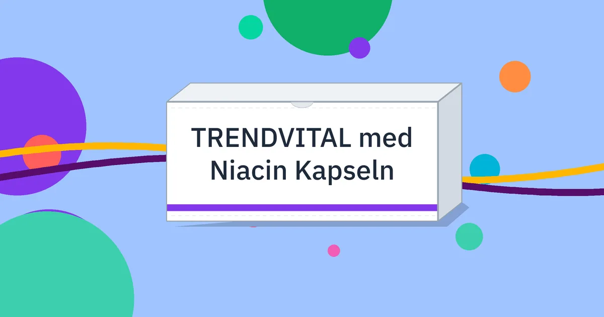 Symbolbild: Packung mit der Aufschrift TRENDVITAL med Niacin Kapseln (PZN 12563122) – Verfügbarkeit und Bezug in Apotheken in Frankfurt am Main