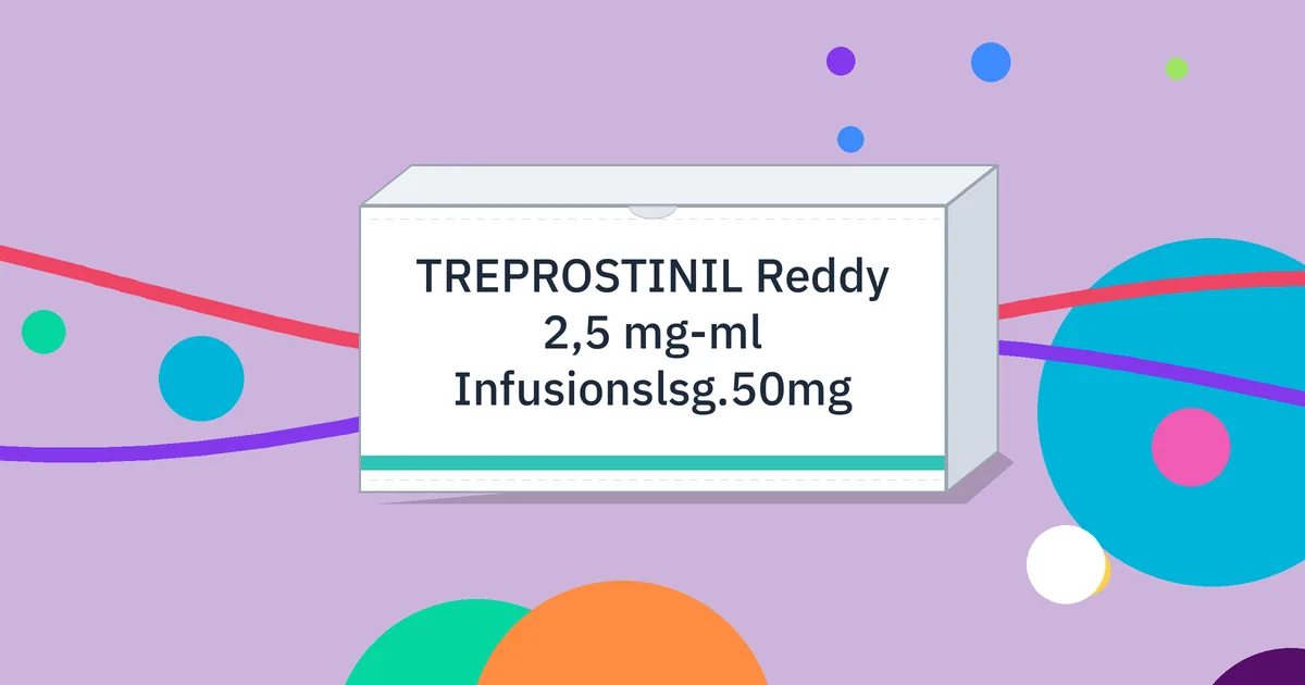 Symbolbild: Packung mit der Aufschrift TREPROSTINIL Reddy 2,5 mg-ml Infusionslsg.50mg (PZN 19252951) – Verfügbarkeit und Bezug in Apotheken in Frankfurt am Main