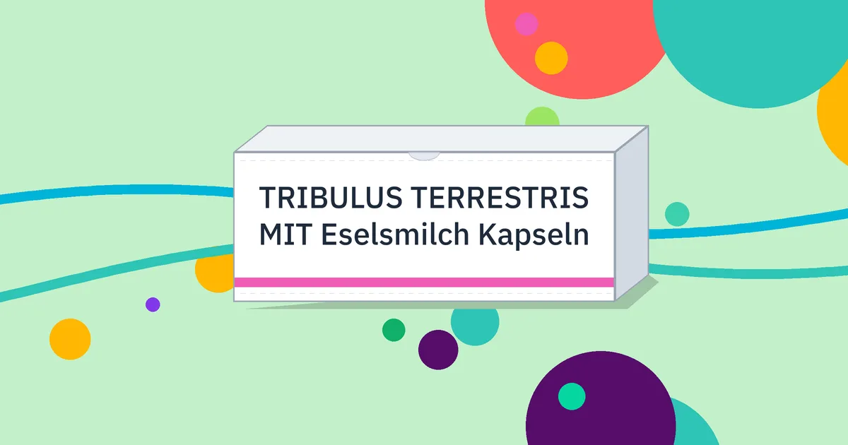 Symbolbild: Packung mit der Aufschrift TRIBULUS TERRESTRIS MIT Eselsmilch Kapseln (PZN 19680150) – Verfügbarkeit und Bezug in Apotheken in Frankfurt am Main