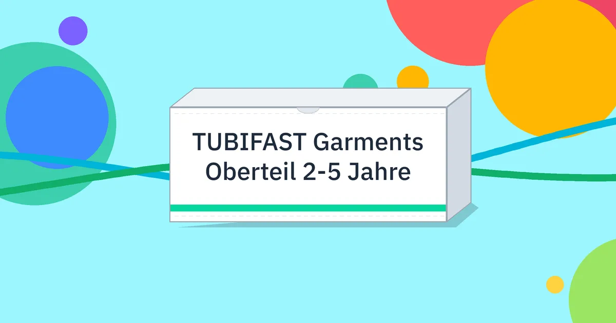 Symbolbild: Packung mit der Aufschrift TUBIFAST Garments Oberteil 2-5 Jahre (PZN 10064679) – Verfügbarkeit und Bezug in Apotheken in Frankfurt am Main