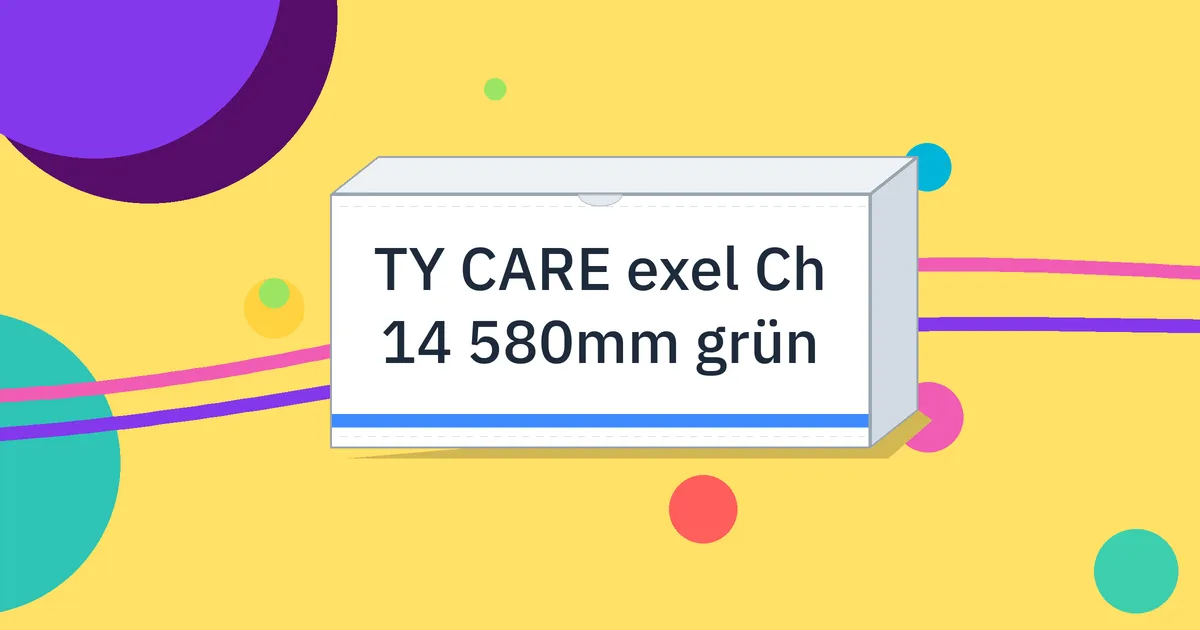Symbolbild: Packung mit der Aufschrift TY CARE exel Ch 14 580mm grün (PZN 00812264) – Verfügbarkeit und Bezug in Apotheken in Frankfurt am Main