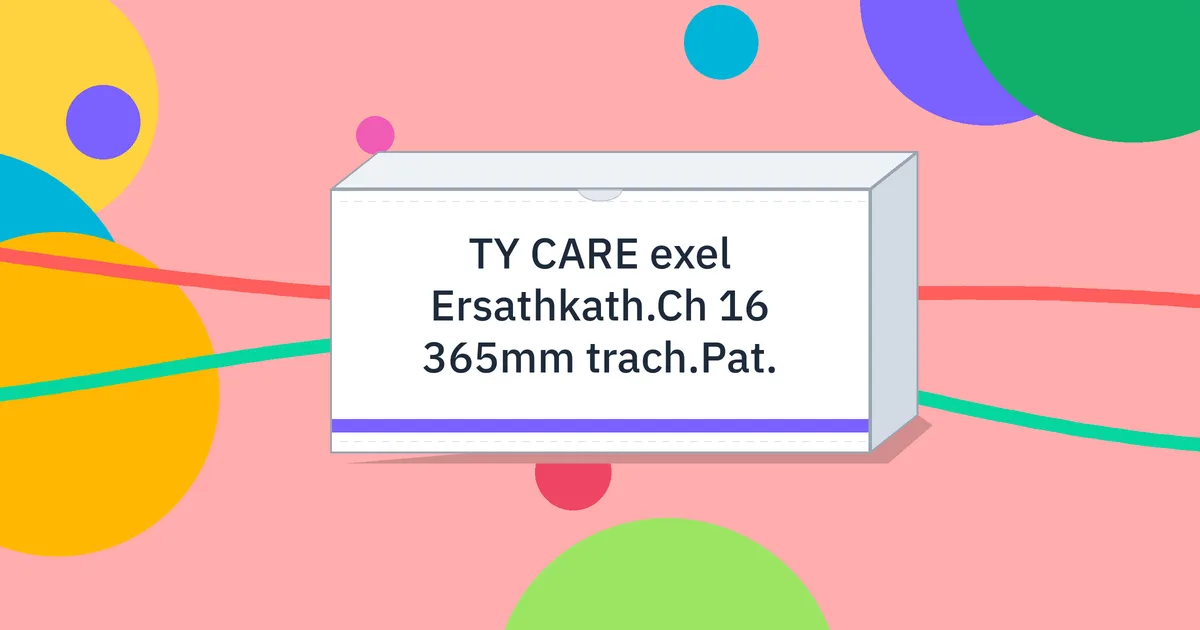 Symbolbild: Packung mit der Aufschrift TY CARE exel Ersathkath.Ch 16 365mm trach.Pat. (PZN 03919471) – Verfügbarkeit und Bezug in Apotheken in Frankfurt am Main