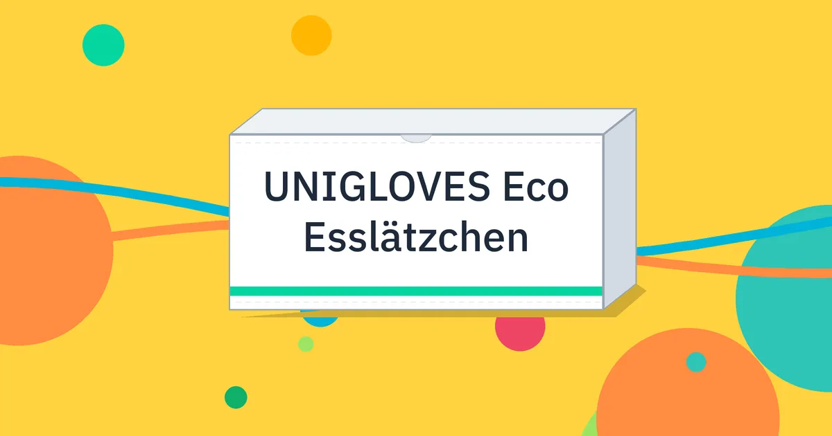 Symbolbild: Packung mit der Aufschrift UNIGLOVES Eco Esslätzchen (PZN 05511596) – Verfügbarkeit und Bezug in Apotheken in Frankfurt am Main
