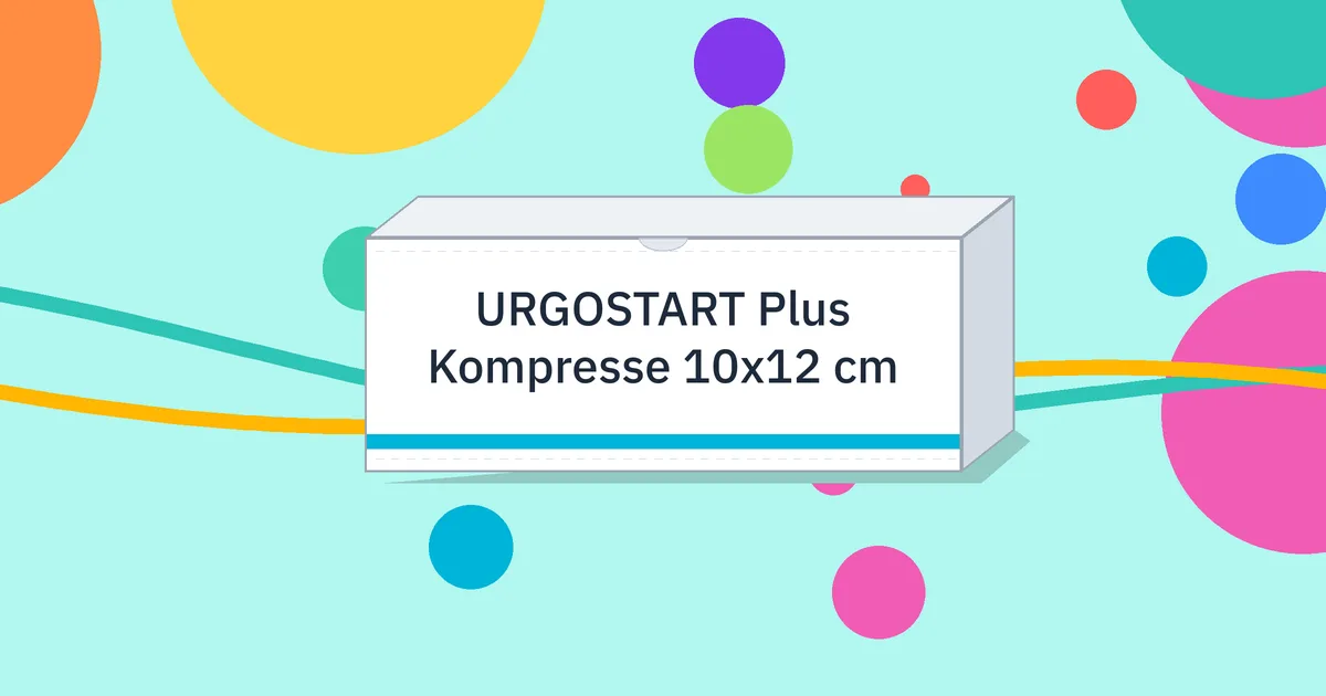 Symbolbild: Packung mit der Aufschrift URGOSTART Plus Kompresse 10x12 cm (PZN 12596162) – Verfügbarkeit und Bezug in Apotheken in Frankfurt am Main