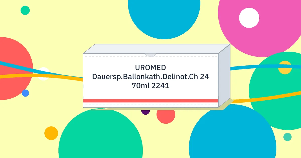 Symbolbild: Packung mit der Aufschrift UROMED Dauersp.Ballonkath.Delinot.Ch 24 70ml 2241 (PZN 04673173) – Verfügbarkeit und Bezug in Apotheken in Frankfurt am Main