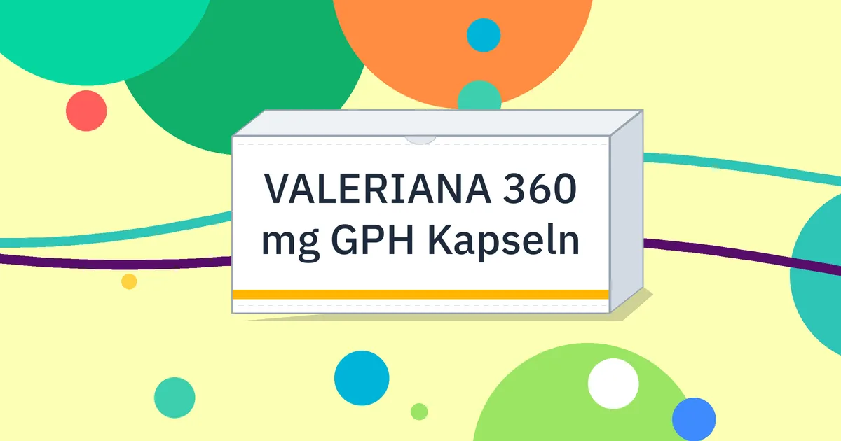 Symbolbild: Packung mit der Aufschrift VALERIANA 360 mg GPH Kapseln (PZN 09749343) – Verfügbarkeit und Bezug in Apotheken in Frankfurt am Main