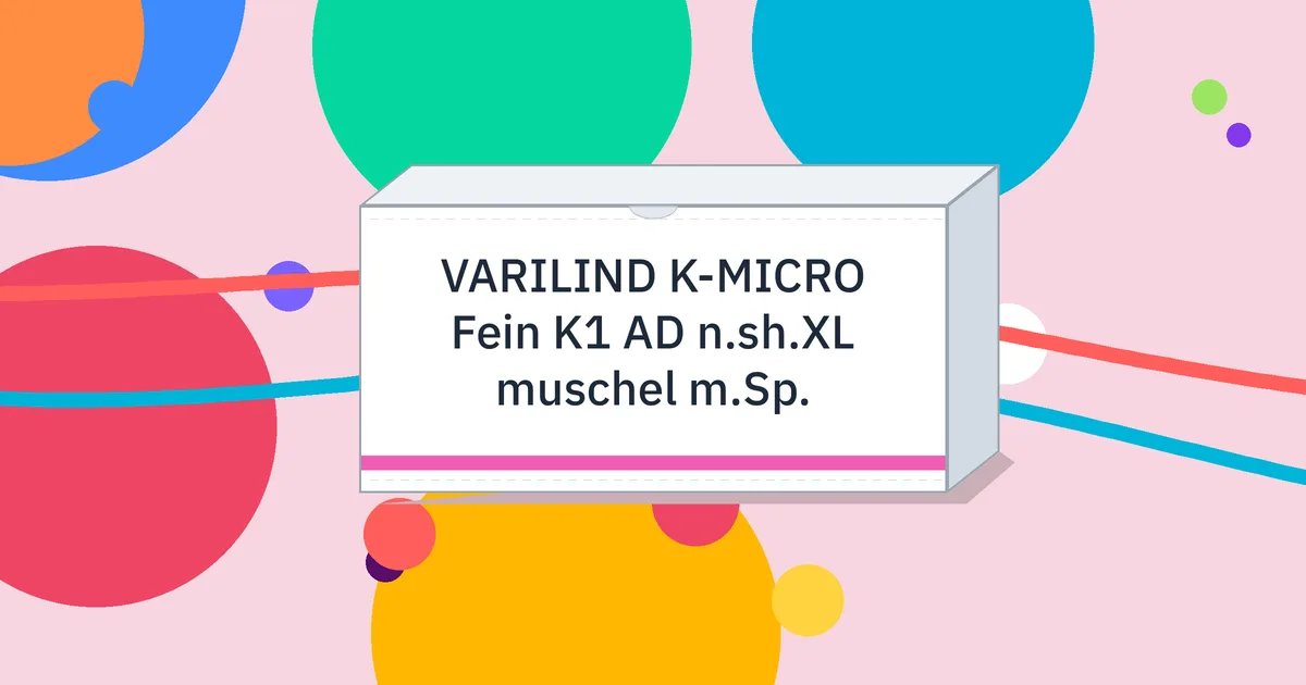 Symbolbild: Packung mit der Aufschrift VARILIND K-MICRO Fein K1 AD n.sh.XL muschel m.Sp. (PZN 20558135) – Verfügbarkeit und Bezug in Apotheken in Frankfurt am Main