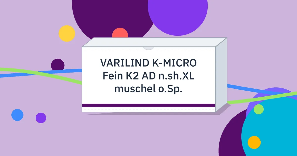 Symbolbild: Packung mit der Aufschrift VARILIND K-MICRO Fein K2 AD n.sh.XL muschel o.Sp. (PZN 20559494) – Verfügbarkeit und Bezug in Apotheken in Frankfurt am Main