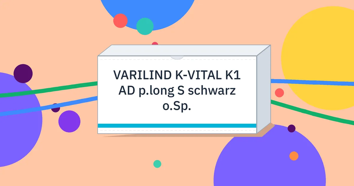 Symbolbild: Packung mit der Aufschrift VARILIND K-VITAL K1 AD p.long S schwarz o.Sp. (PZN 20566927) – Verfügbarkeit und Bezug in Apotheken in Frankfurt am Main