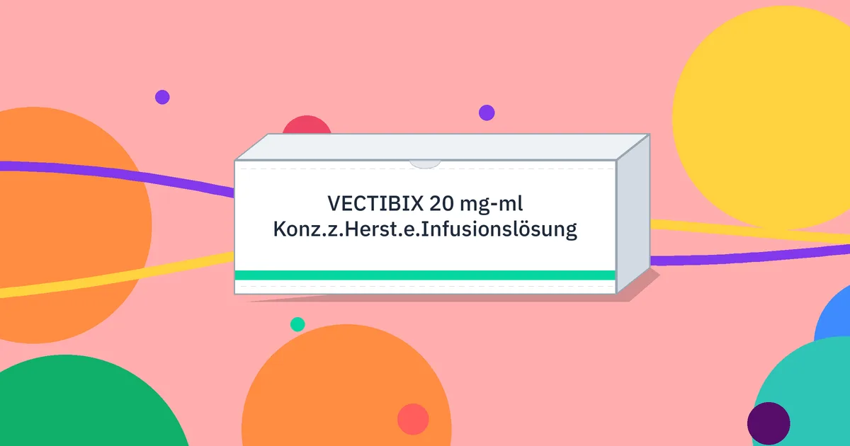 Symbolbild: Packung mit der Aufschrift VECTIBIX 20 mg-ml Konz.z.Herst.e.Infusionslösung (PZN 19294866) – Verfügbarkeit und Bezug in Apotheken in Frankfurt am Main