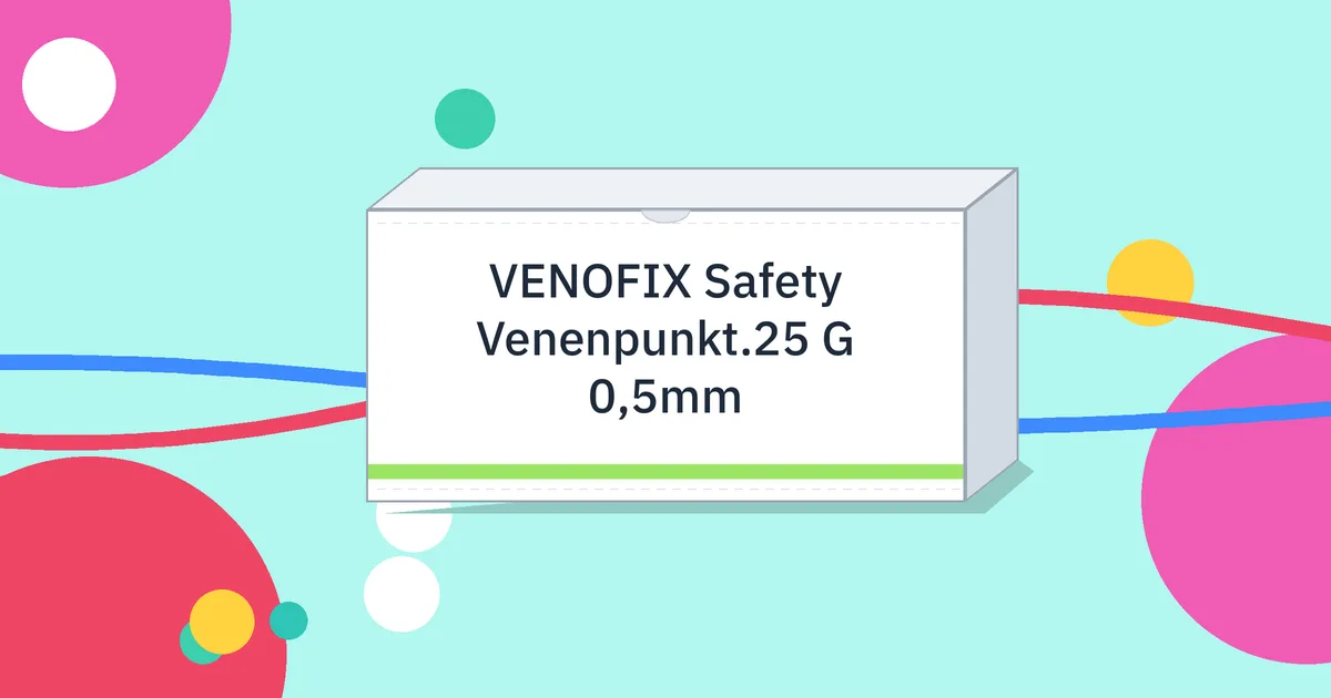 Symbolbild: Packung mit der Aufschrift VENOFIX Safety Venenpunkt.25 G 0,5mm (PZN 01847106) – Verfügbarkeit und Bezug in Apotheken in Frankfurt am Main