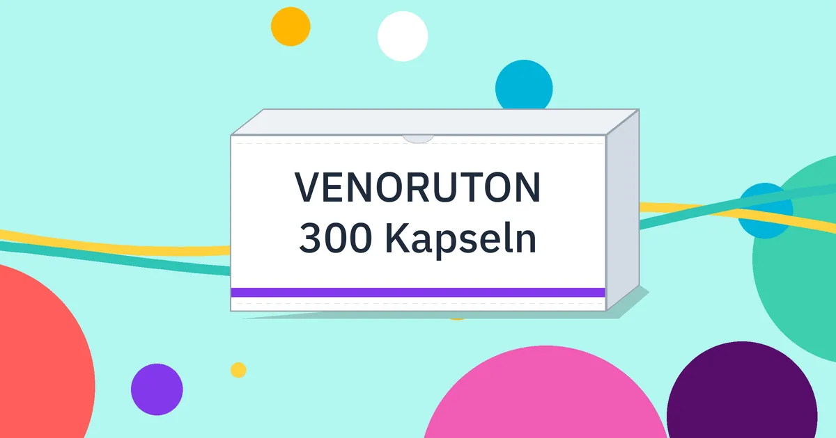 Symbolbild: Packung mit der Aufschrift VENORUTON 300 Kapseln (PZN 03177816) – Verfügbarkeit und Bezug in Apotheken in Frankfurt am Main