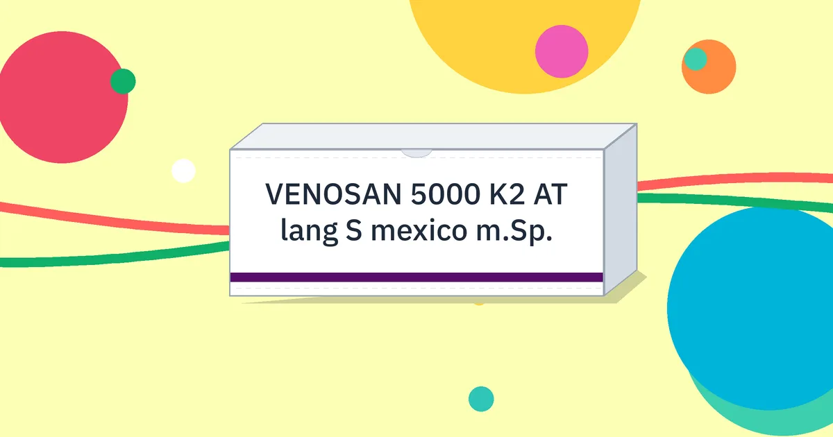 Symbolbild: Packung mit der Aufschrift VENOSAN 5000 K2 AT lang S mexico m.Sp. (PZN 14430342) – Verfügbarkeit und Bezug in Apotheken in Frankfurt am Main