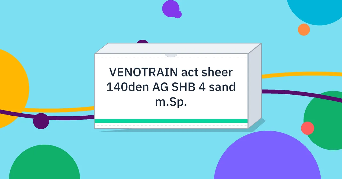 Symbolbild: Packung mit der Aufschrift VENOTRAIN act sheer 140den AG SHB 4 sand m.Sp. (PZN 16208613) – Verfügbarkeit und Bezug in Apotheken in Frankfurt am Main
