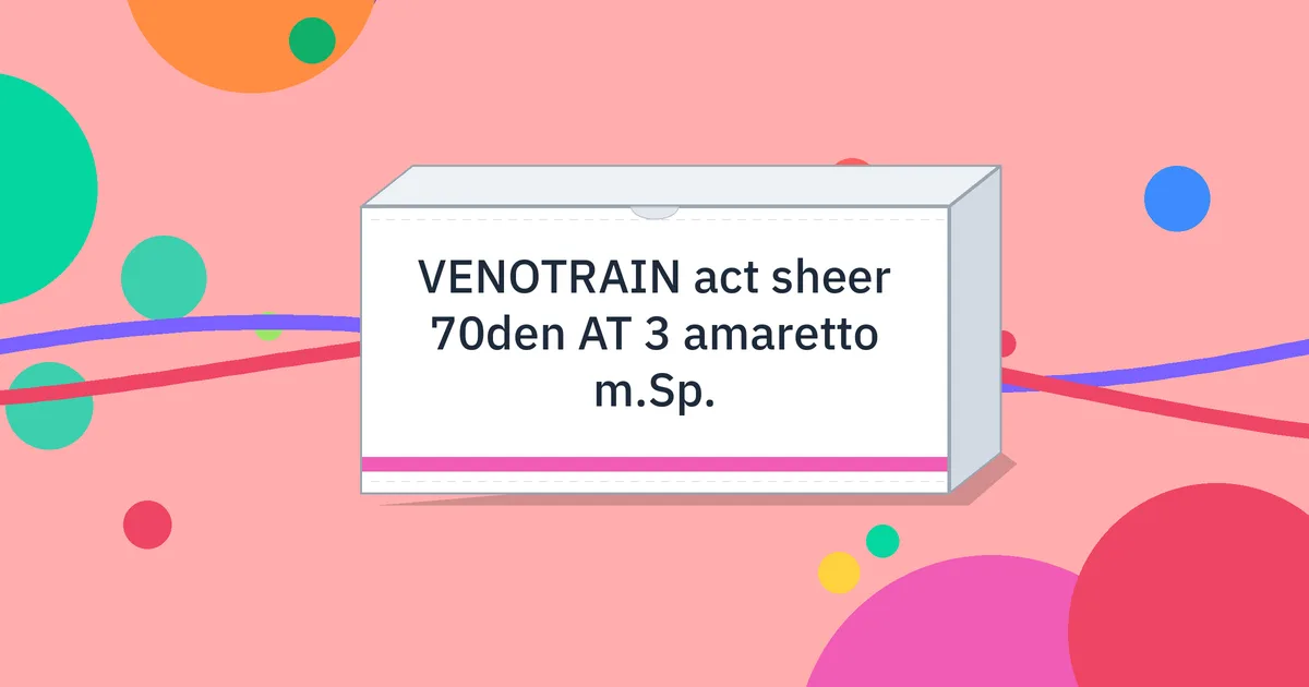 Symbolbild: Packung mit der Aufschrift VENOTRAIN act sheer 70den AT 3 amaretto m.Sp. (PZN 16206672) – Verfügbarkeit und Bezug in Apotheken in Frankfurt am Main