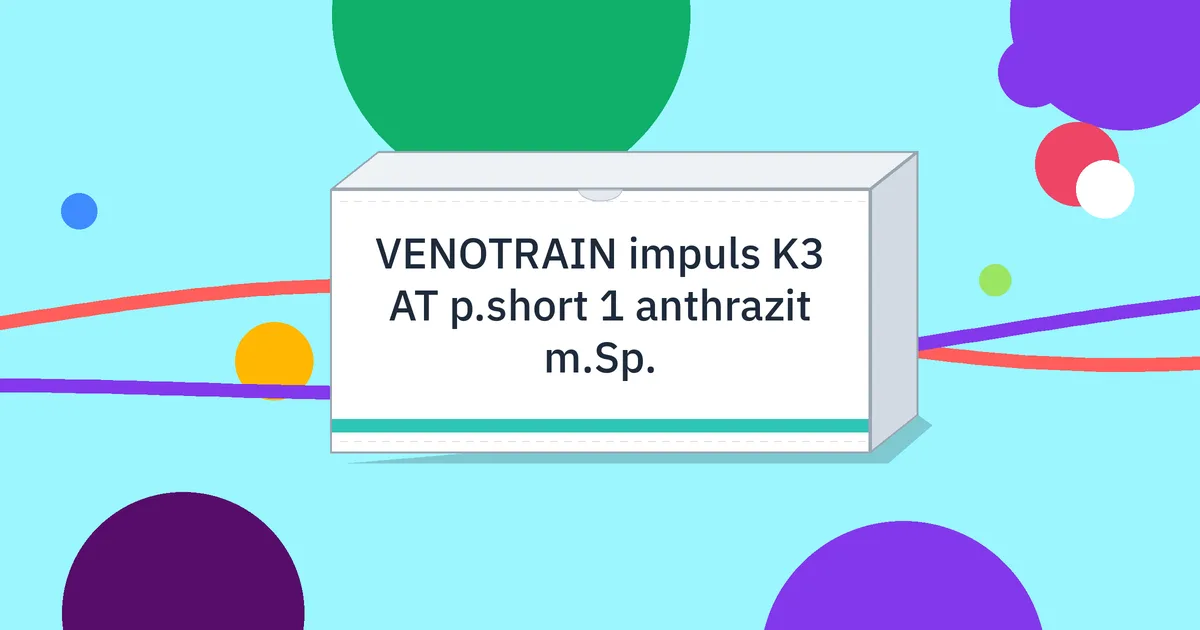 Symbolbild: Packung mit der Aufschrift VENOTRAIN impuls K3 AT p.short 1 anthrazit m.Sp. (PZN 19356828) – Verfügbarkeit und Bezug in Apotheken in Frankfurt am Main