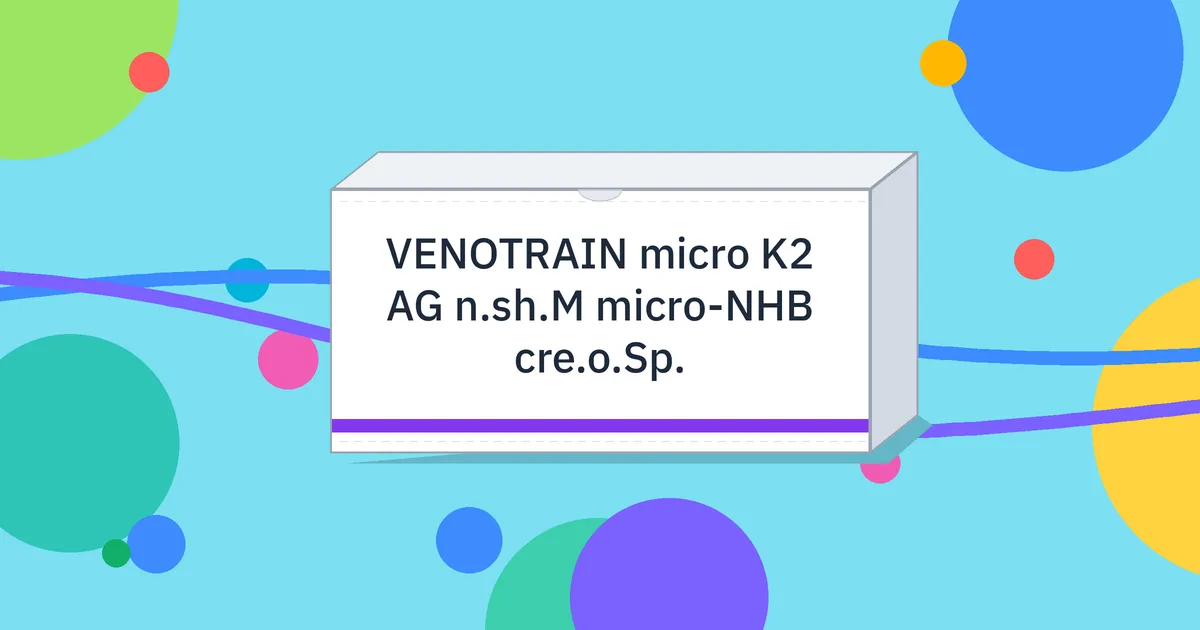 Symbolbild: Packung mit der Aufschrift VENOTRAIN micro K2 AG n.sh.M micro-NHB cre.o.Sp. (PZN 16065088) – Verfügbarkeit und Bezug in Apotheken in Frankfurt am Main