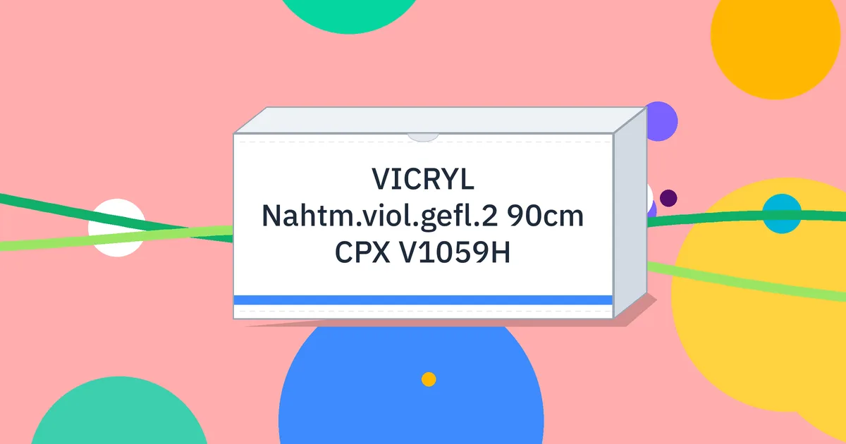 Symbolbild: Packung mit der Aufschrift VICRYL Nahtm.viol.gefl.2 90cm CPX V1059H (PZN 16809778) – Verfügbarkeit und Bezug in Apotheken in Frankfurt am Main