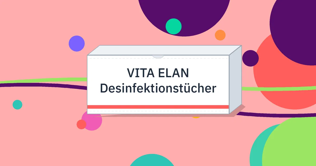 Symbolbild: Packung mit der Aufschrift VITA ELAN Desinfektionstücher (PZN 06404738) – Verfügbarkeit und Bezug in Apotheken in Frankfurt am Main