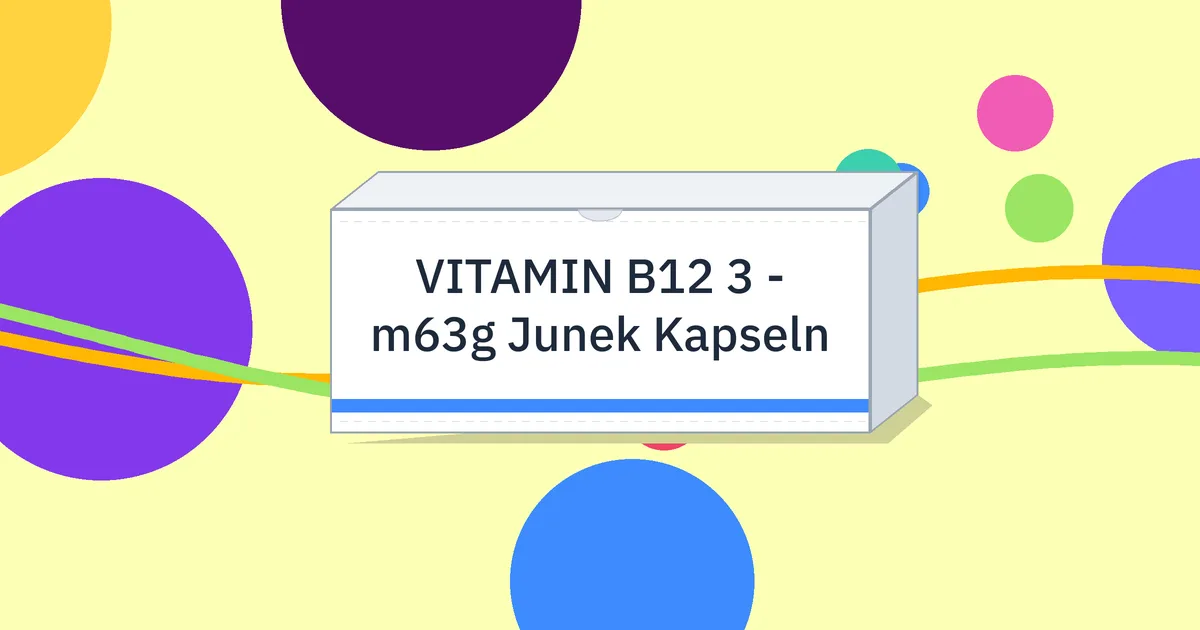 Symbolbild: Packung mit der Aufschrift VITAMIN B12 3 -m63g Junek Kapseln (PZN 10051748) – Verfügbarkeit und Bezug in Apotheken in Frankfurt am Main