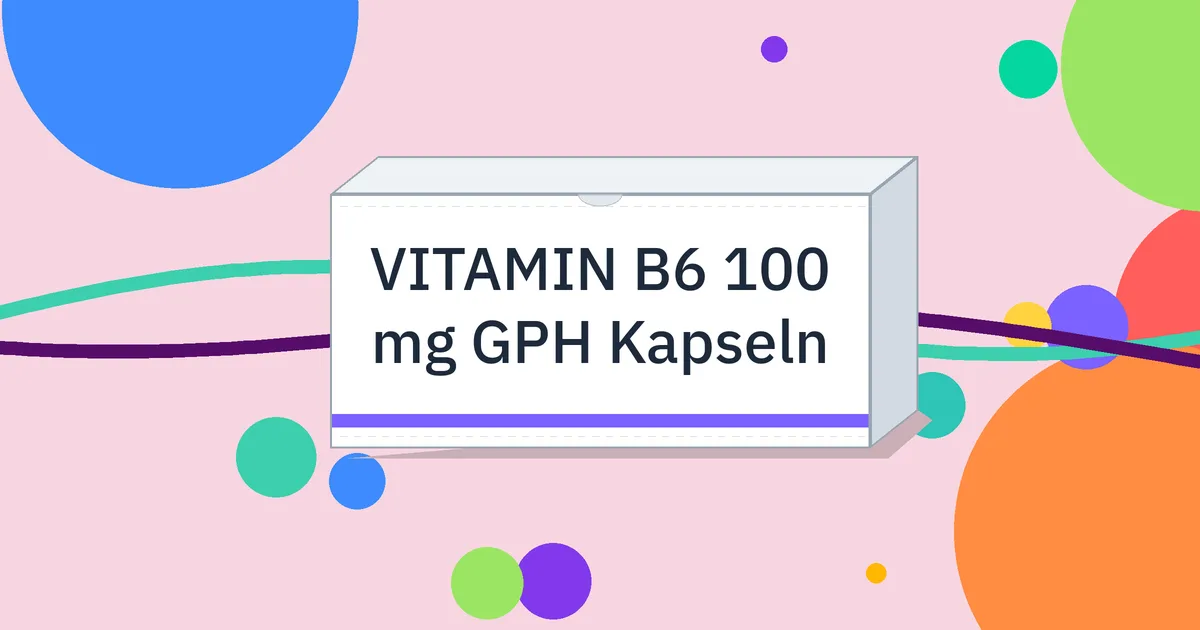 Symbolbild: Packung mit der Aufschrift VITAMIN B6 100 mg GPH Kapseln (PZN 14364906) – Verfügbarkeit und Bezug in Apotheken in Frankfurt am Main