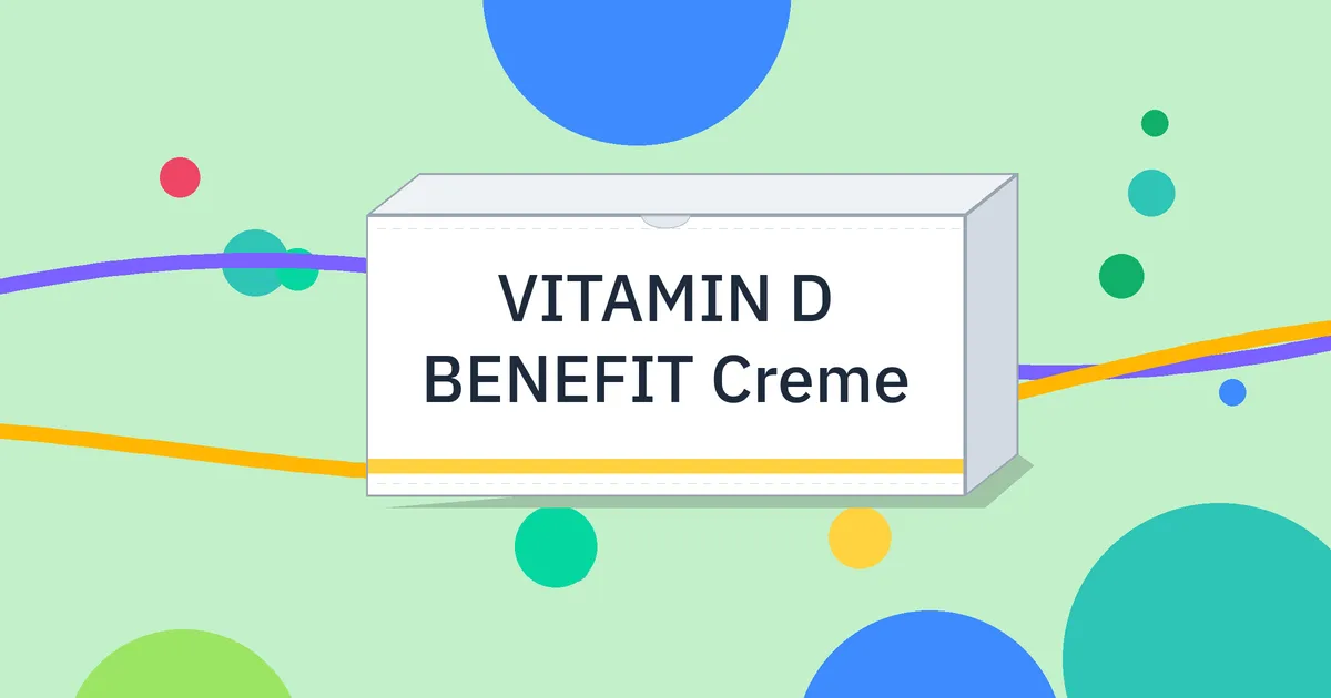 Symbolbild: Packung mit der Aufschrift VITAMIN D BENEFIT Creme (PZN 15382355) – Verfügbarkeit und Bezug in Apotheken in Frankfurt am Main
