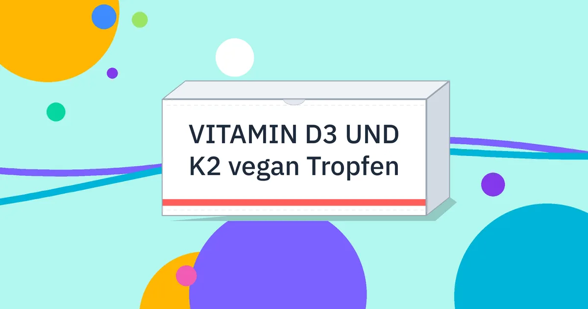 Symbolbild: Packung mit der Aufschrift VITAMIN D3 UND K2 vegan Tropfen (PZN 18028855) – Verfügbarkeit und Bezug in Apotheken in Frankfurt am Main
