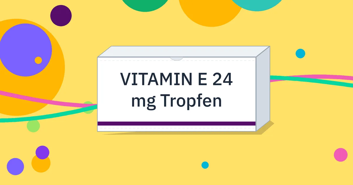 Symbolbild: Packung mit der Aufschrift VITAMIN E 24 mg Tropfen (PZN 17427010) – Verfügbarkeit und Bezug in Apotheken in Frankfurt am Main