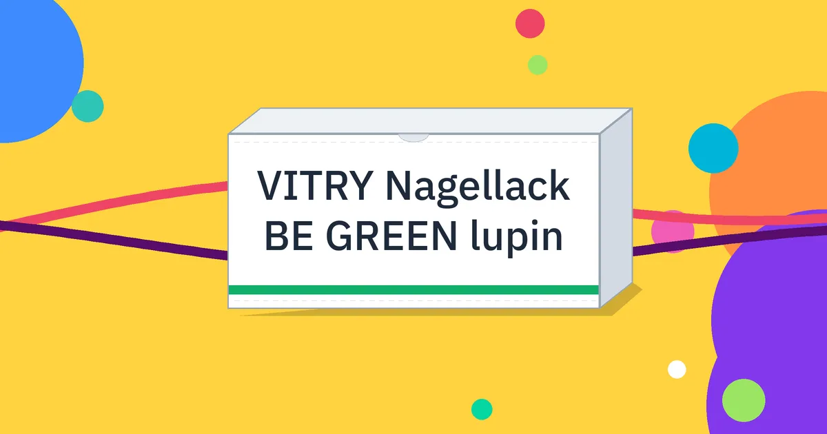 Symbolbild: Packung mit der Aufschrift VITRY Nagellack BE GREEN lupin (PZN 20405259) – Verfügbarkeit und Bezug in Apotheken in Frankfurt am Main