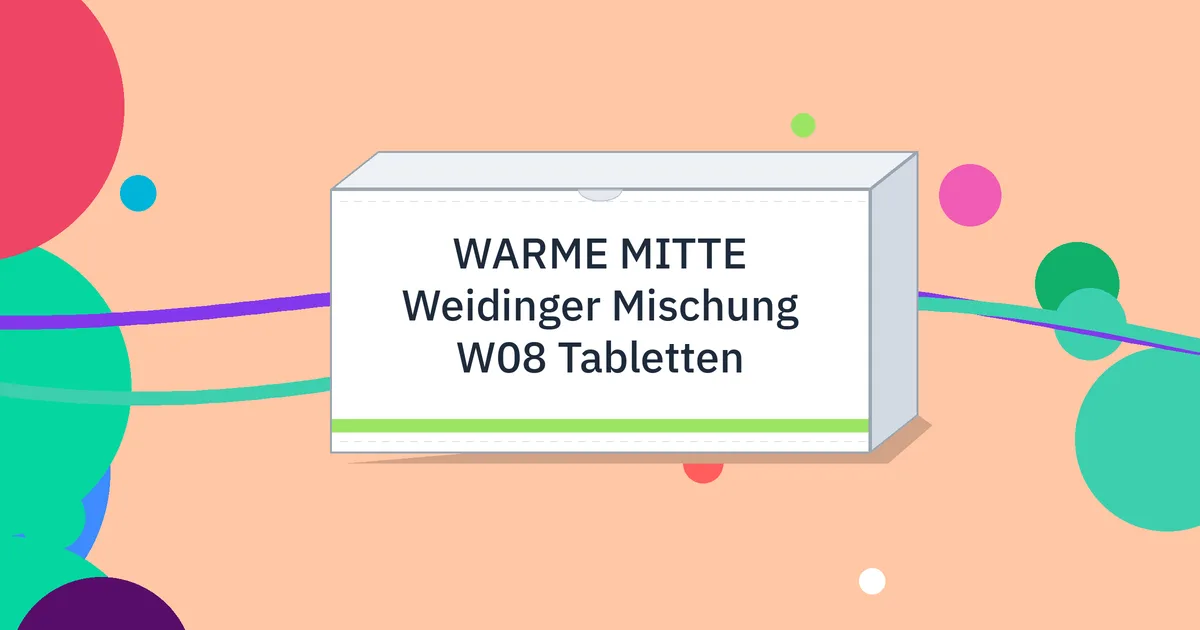 Symbolbild: Packung mit der Aufschrift WARME MITTE Weidinger Mischung W08 Tabletten (PZN 13867551) – Verfügbarkeit und Bezug in Apotheken in Frankfurt am Main