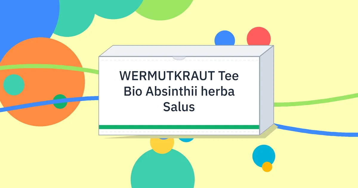Symbolbild: Packung mit der Aufschrift WERMUTKRAUT Tee Bio Absinthii herba Salus (PZN 13966856) – Verfügbarkeit und Bezug in Apotheken in Frankfurt am Main