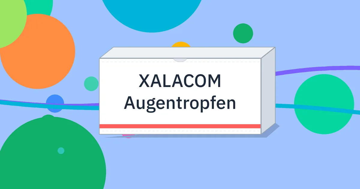 Symbolbild: Packung mit der Aufschrift XALACOM Augentropfen (PZN 10418166) – Verfügbarkeit und Bezug in Apotheken in Frankfurt am Main