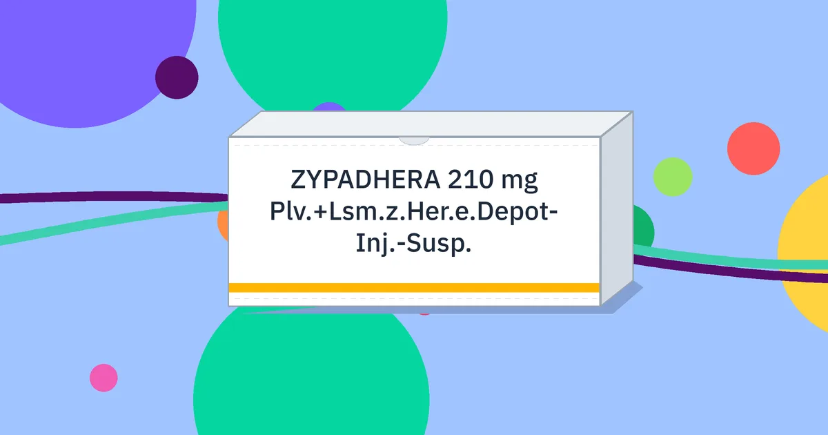 Symbolbild: Packung mit der Aufschrift ZYPADHERA 210 mg Plv.+Lsm.z.Her.e.Depot-Inj.-Susp. (PZN 17523015) – Verfügbarkeit und Bezug in Apotheken in Frankfurt am Main
