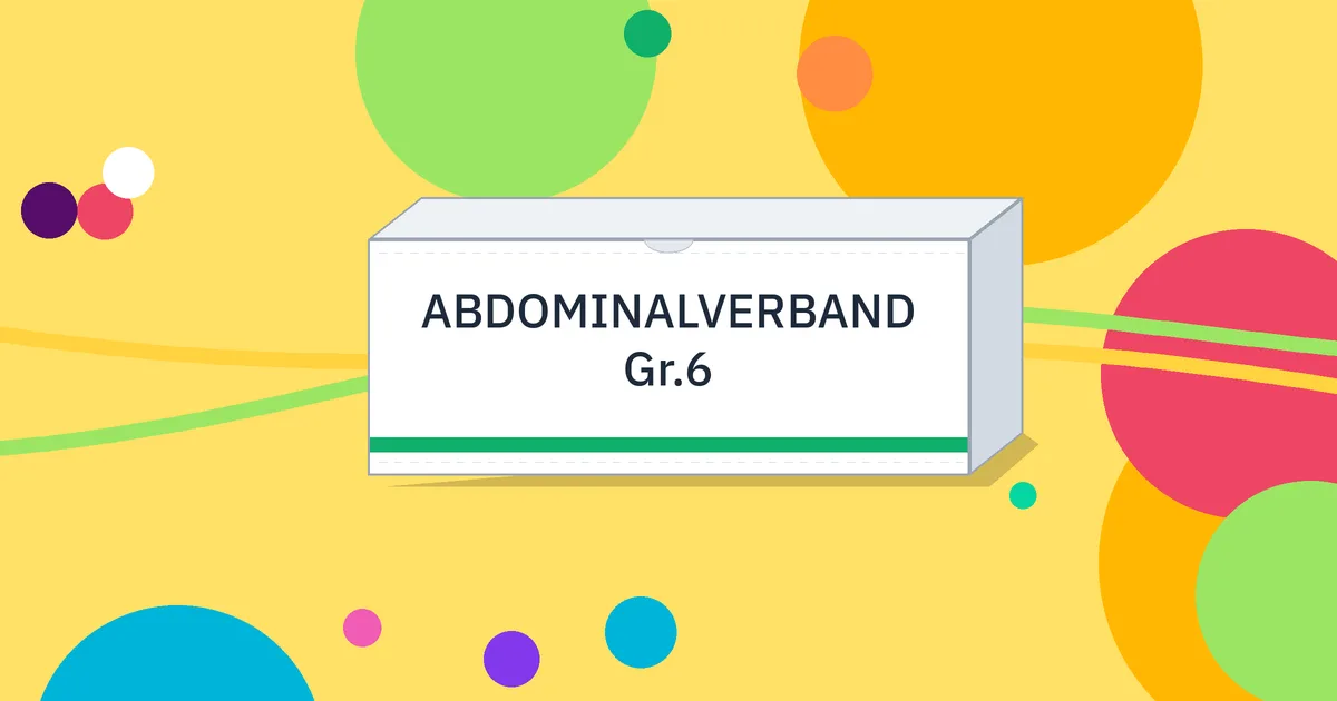 Symbolbild: Packung mit der Aufschrift ABDOMINALVERBAND Gr.6 (PZN 07094464) – Verfügbarkeit und Bezug in Apotheken in Frankfurt am Main