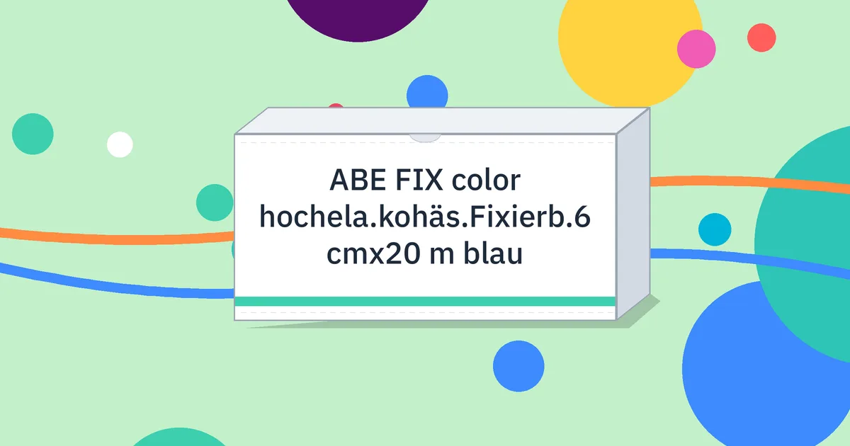 Symbolbild: Packung mit der Aufschrift ABE FIX color hochela.kohäs.Fixierb.6 cmx20 m blau (PZN 18299844) – Verfügbarkeit und Bezug in Apotheken in Frankfurt am Main