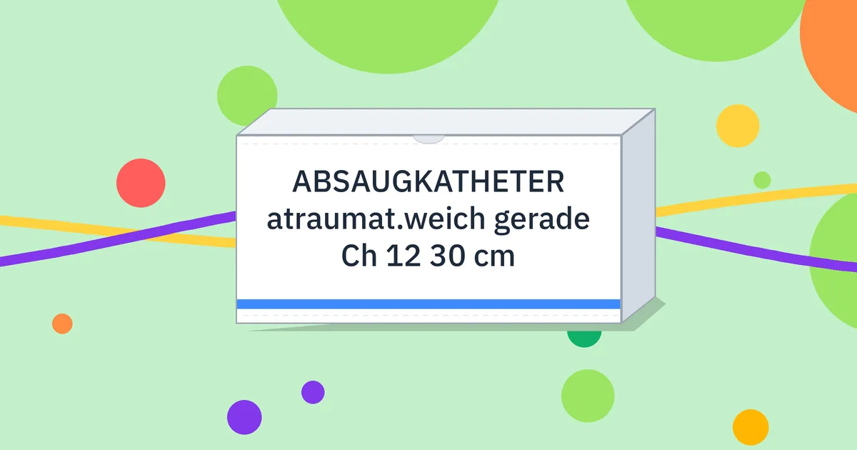 Symbolbild: Packung mit der Aufschrift ABSAUGKATHETER atraumat.weich gerade Ch 12 30 cm (PZN 09916410) – Verfügbarkeit und Bezug in Apotheken in Frankfurt am Main