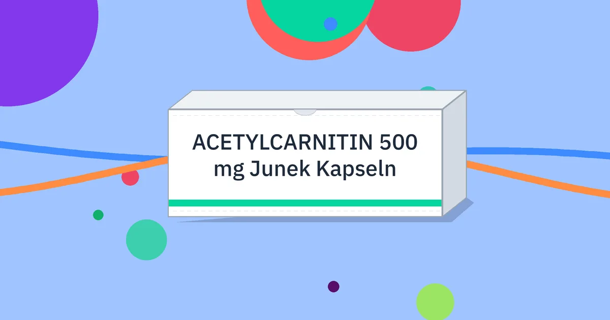 Symbolbild: Packung mit der Aufschrift ACETYLCARNITIN 500 mg Junek Kapseln (PZN 00136449) – Verfügbarkeit und Bezug in Apotheken in Frankfurt am Main